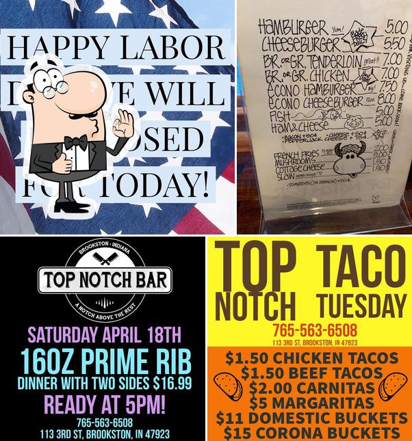 Top Notch Bar in Brookston - Restaurant menu and reviews