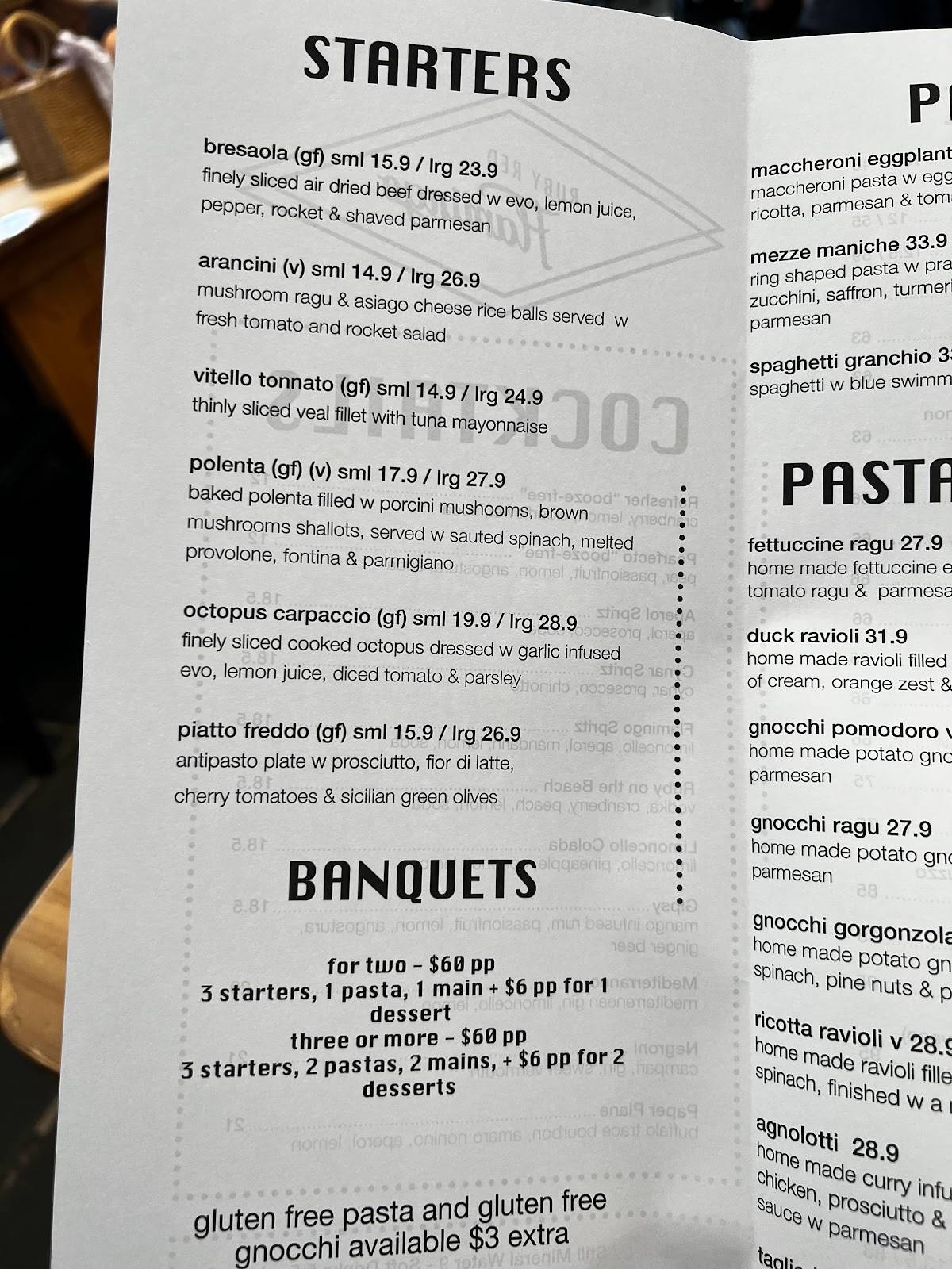 Menu at Ruby Red Flamingo restaurant, North Adelaide