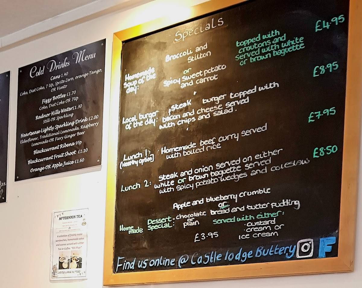 Menu at Castle Lodge Buttery cafe, Ludlow, Castle Sq