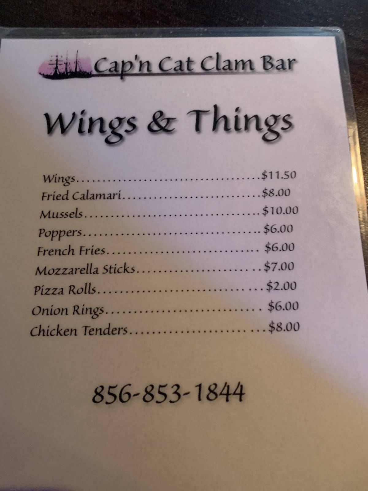 Menu at Cap'n Cats Clam Bar & Tavern, West Deptford