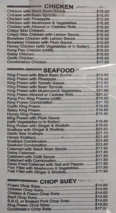 Menu at Top Wok Asian Kitchen fast food, Bracken Ridge