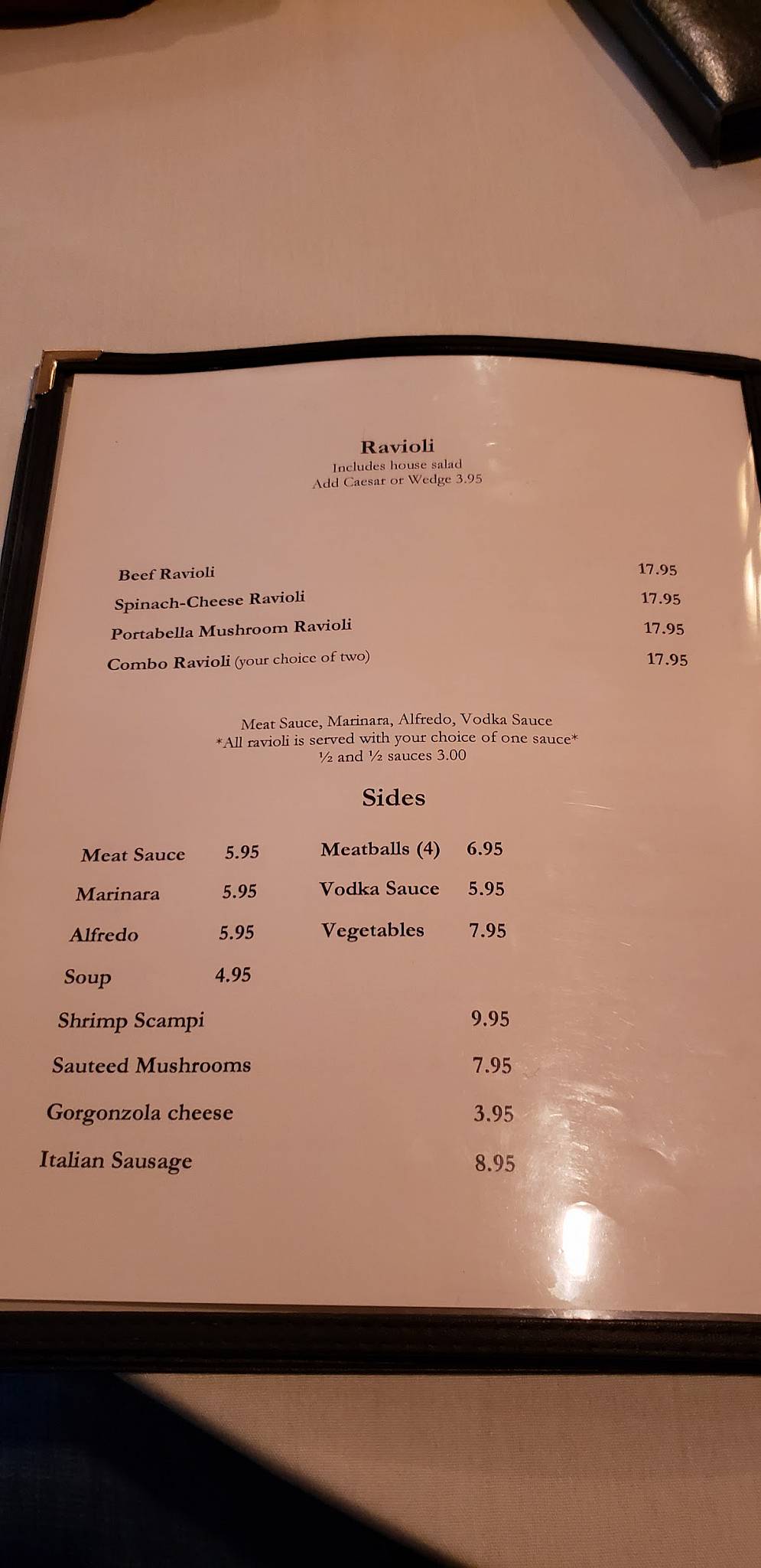 Menu at La Trattoria Italian Restaurant, Greenwood