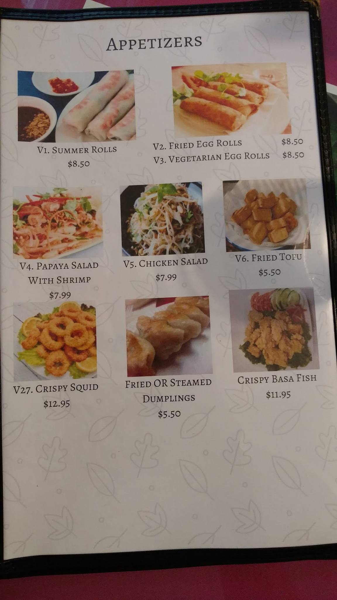 Menu at Lam's Garden restaurant, Hilo