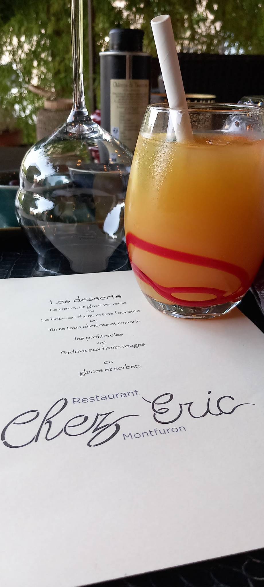 Menu au Chez Eric restaurant, Montfuron