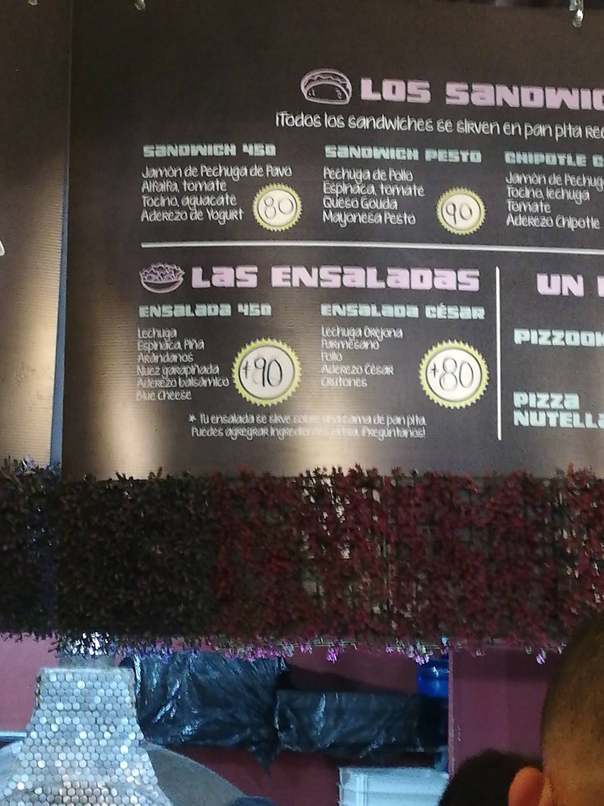 Carta de pizzería 450°Grados Pizza a la Leña, Heroica Nogales