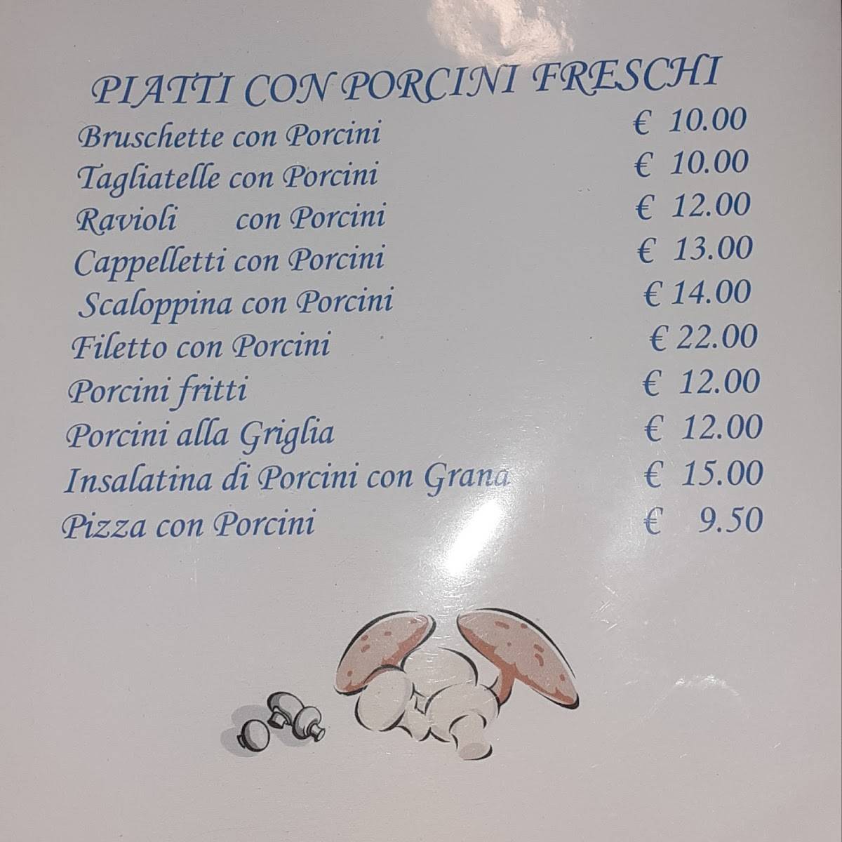 Menu da La Contessa ristorante, Santa Sofia