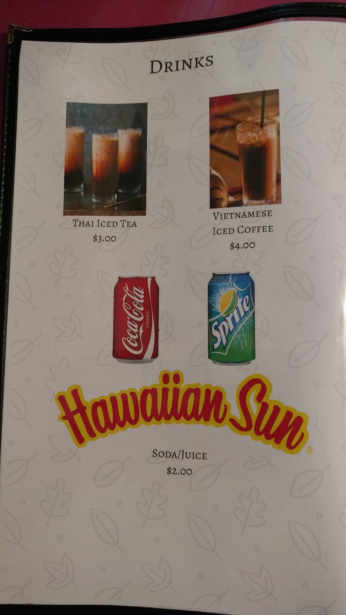 Menu at Lam's Garden restaurant, Hilo