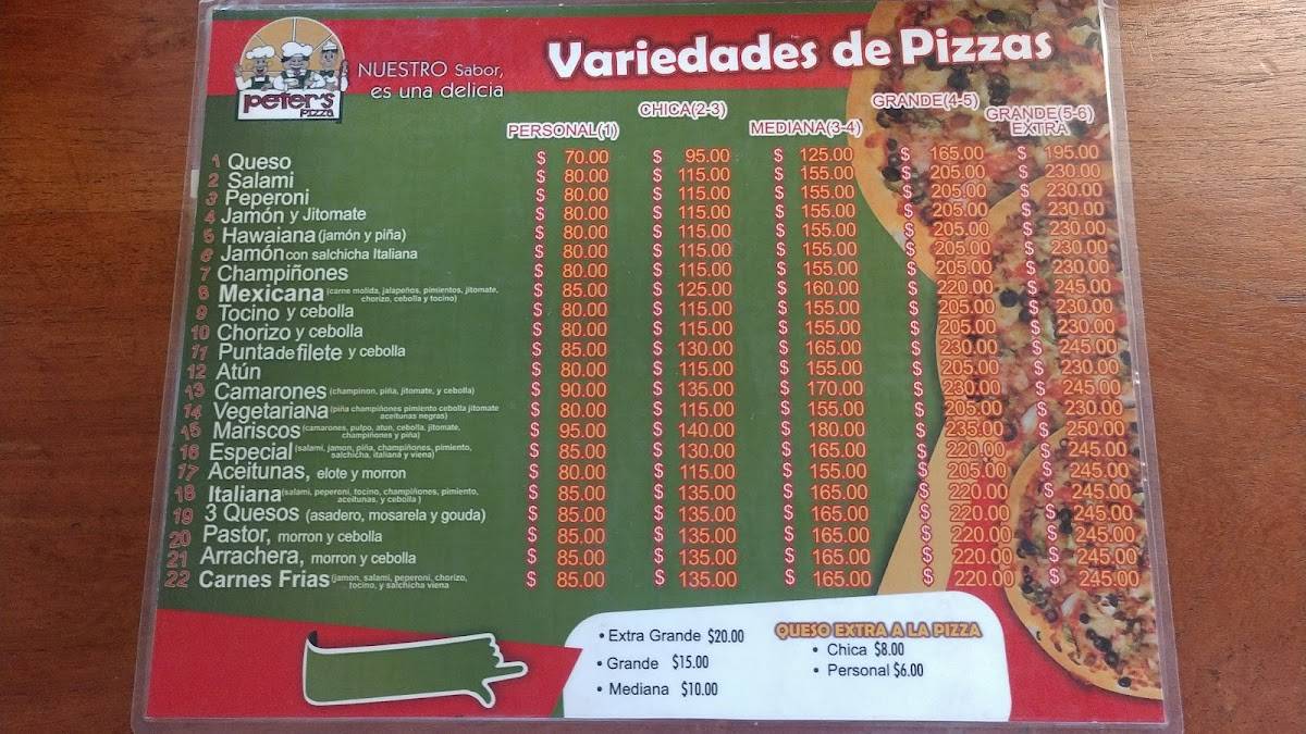 Carta del restaurante Peter’s Pizza, Marfil, Carr. Guanajuato ...