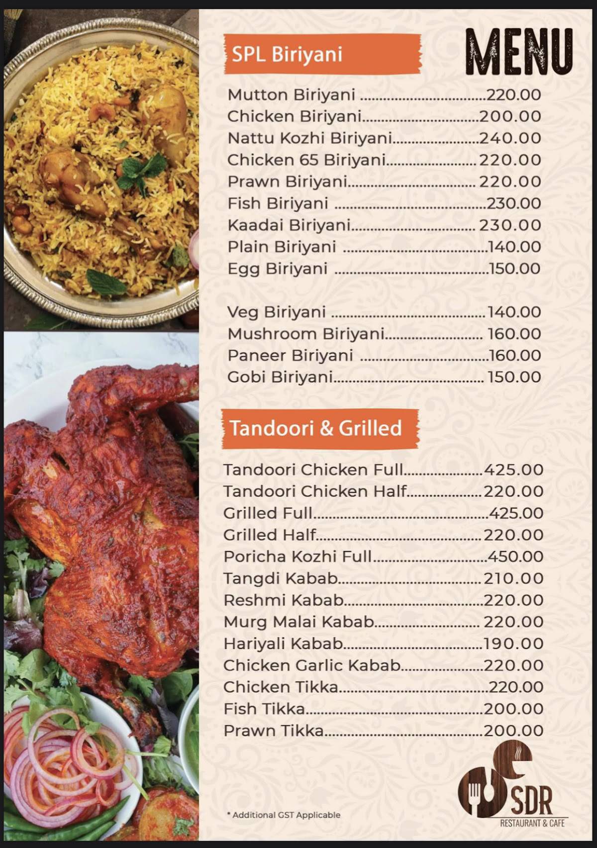 Menu at SDR Restaurant and cafe, Thoothukudi