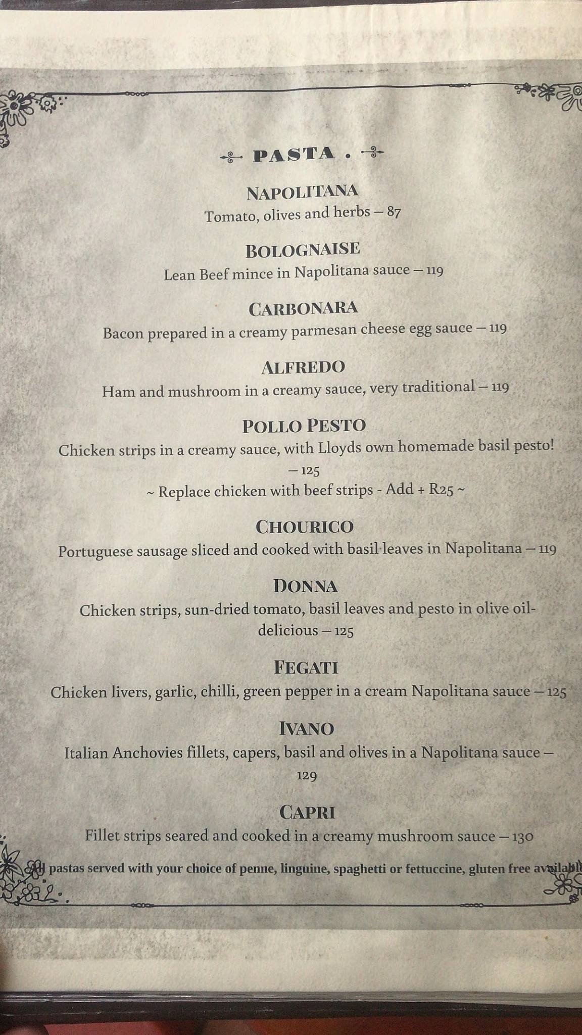 Menu at Satori Family Restaurant, Randburg, 61a 4th Ave