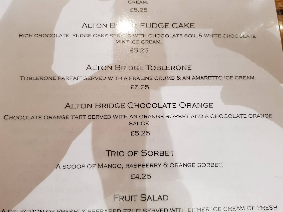 Menu at The Bridge House Hotel & Restaurant, Oakamoor