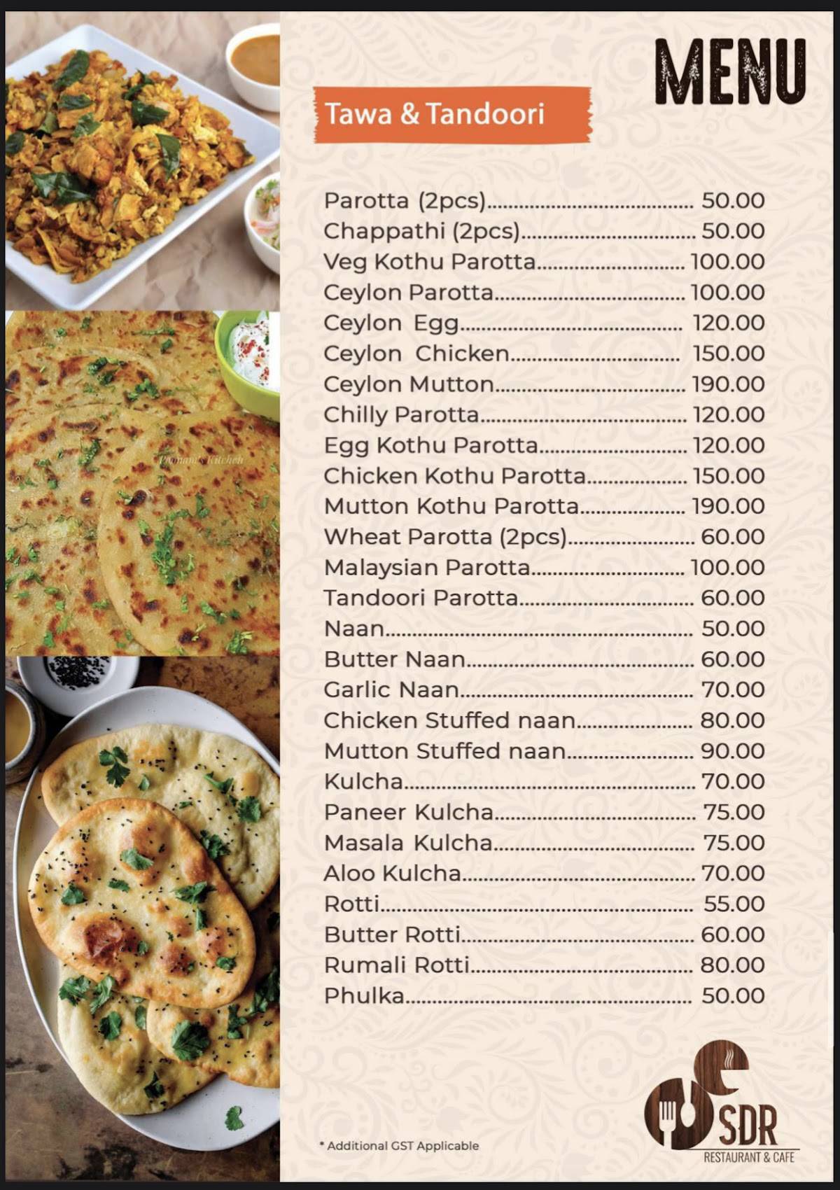 Menu at SDR Restaurant and cafe, Thoothukudi
