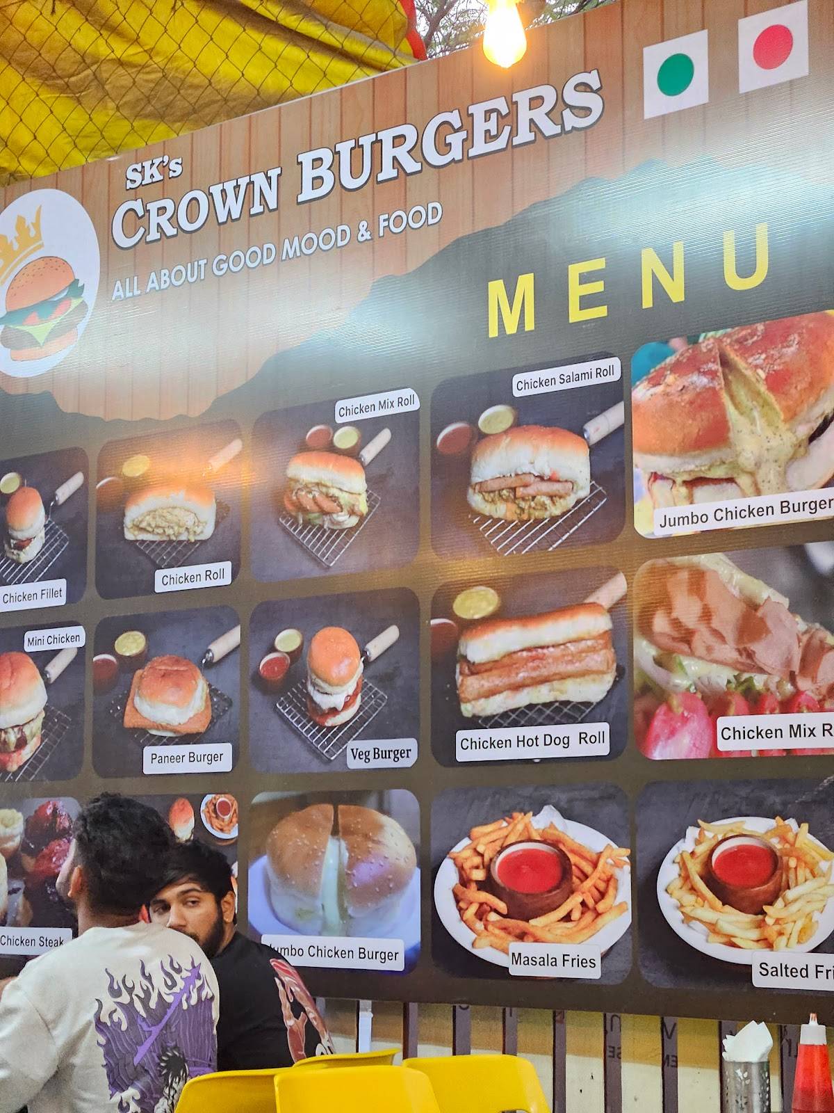 Menu at Sk's Crown Burger, India
