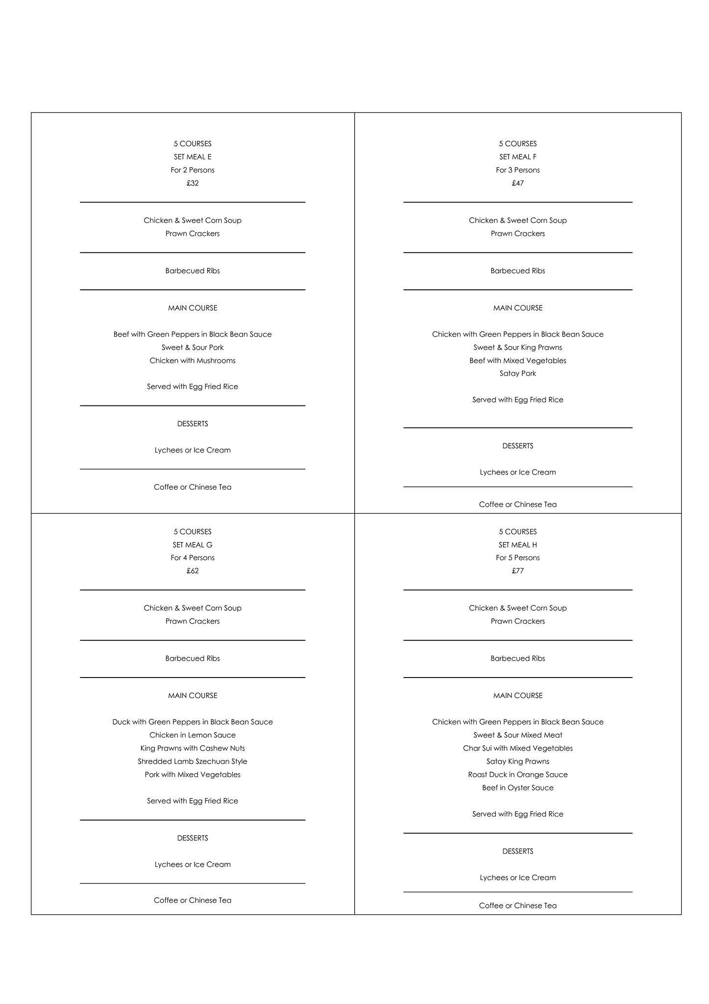 Menu at The New Great Wall restaurant, Brighouse