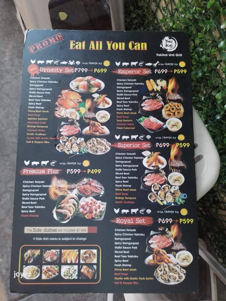 Menu at Yakikai Unli Grill restaurant, Quezon City