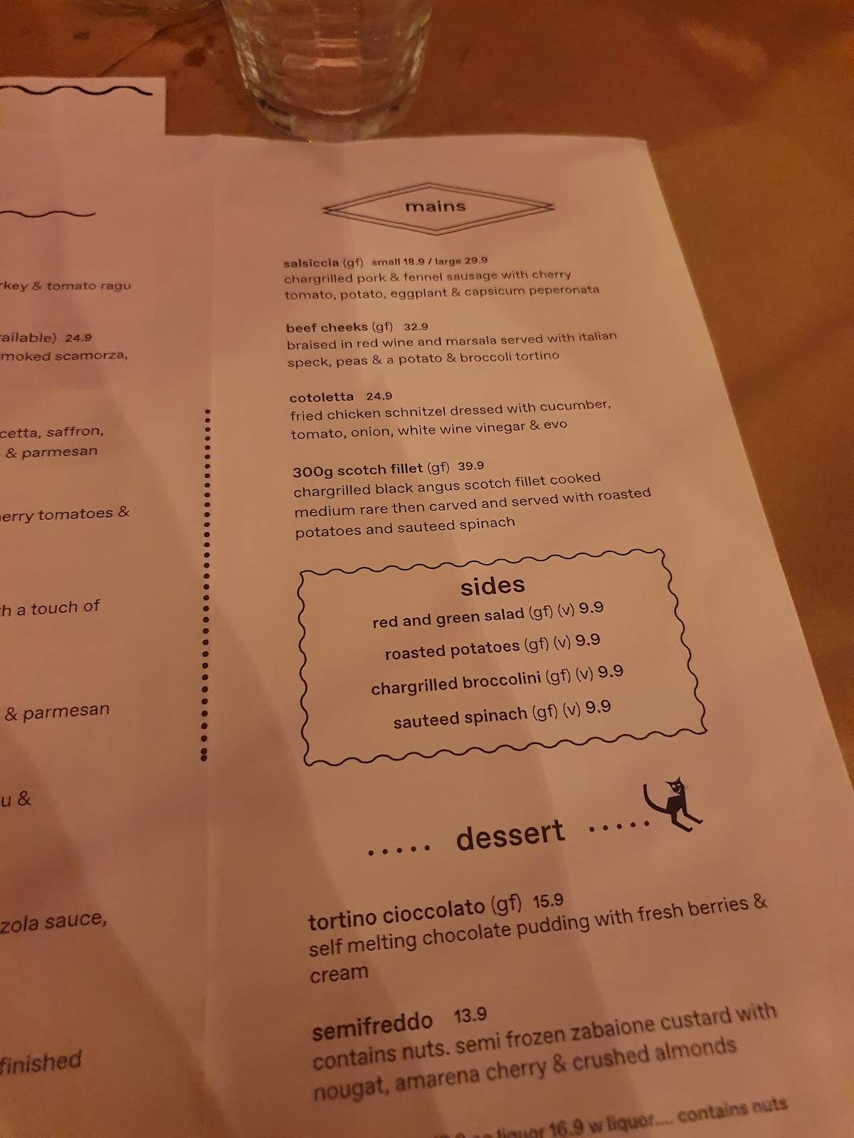 Menu at Ruby Red Flamingo restaurant, North Adelaide