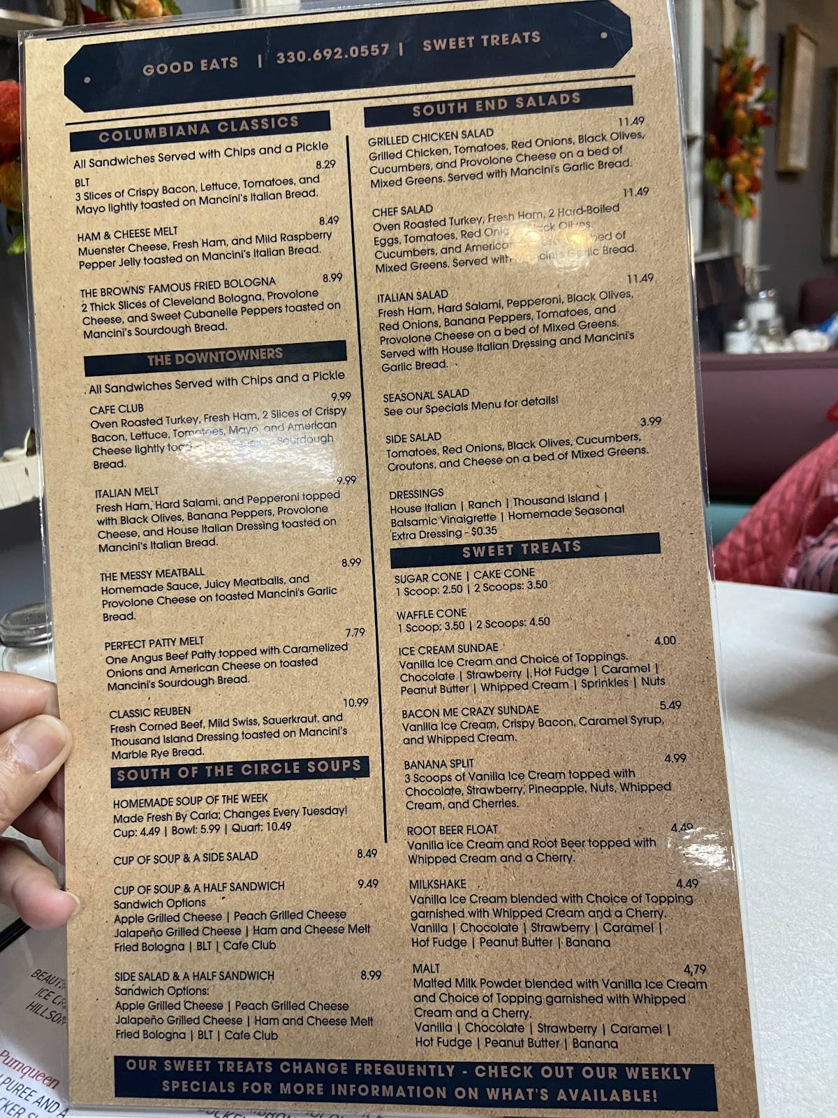 Menu at Carla's Corner Cafe, Columbiana