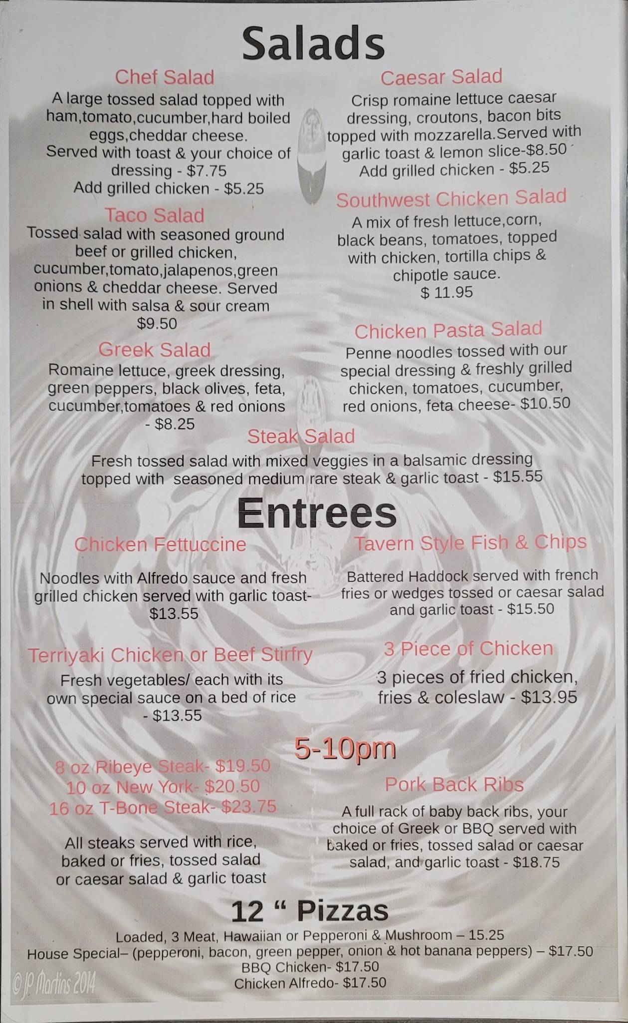 Menu at Crossroads Inn pub & bar, Stoughton