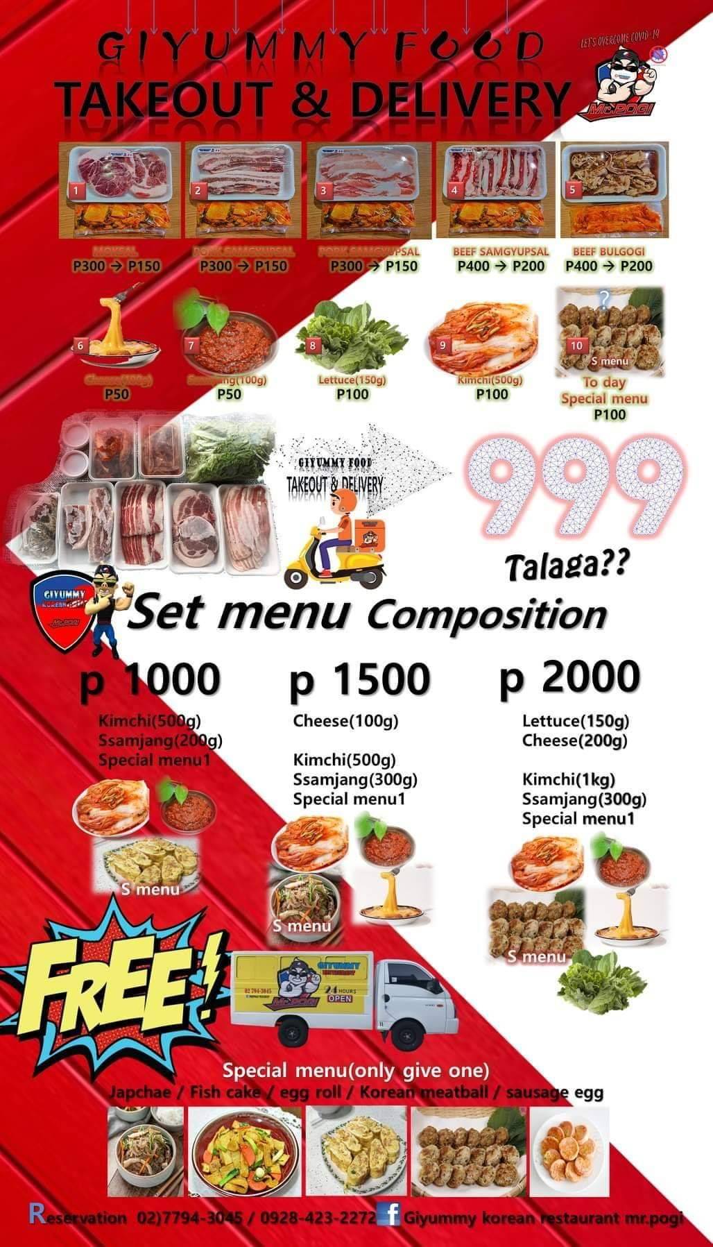 Menu at Giyummy Restaurant Mr. Pogi, Quezon City