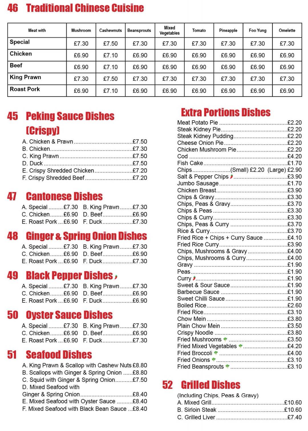 Menu at Ho King restaurant, Northwich, 274 Manchester Rd