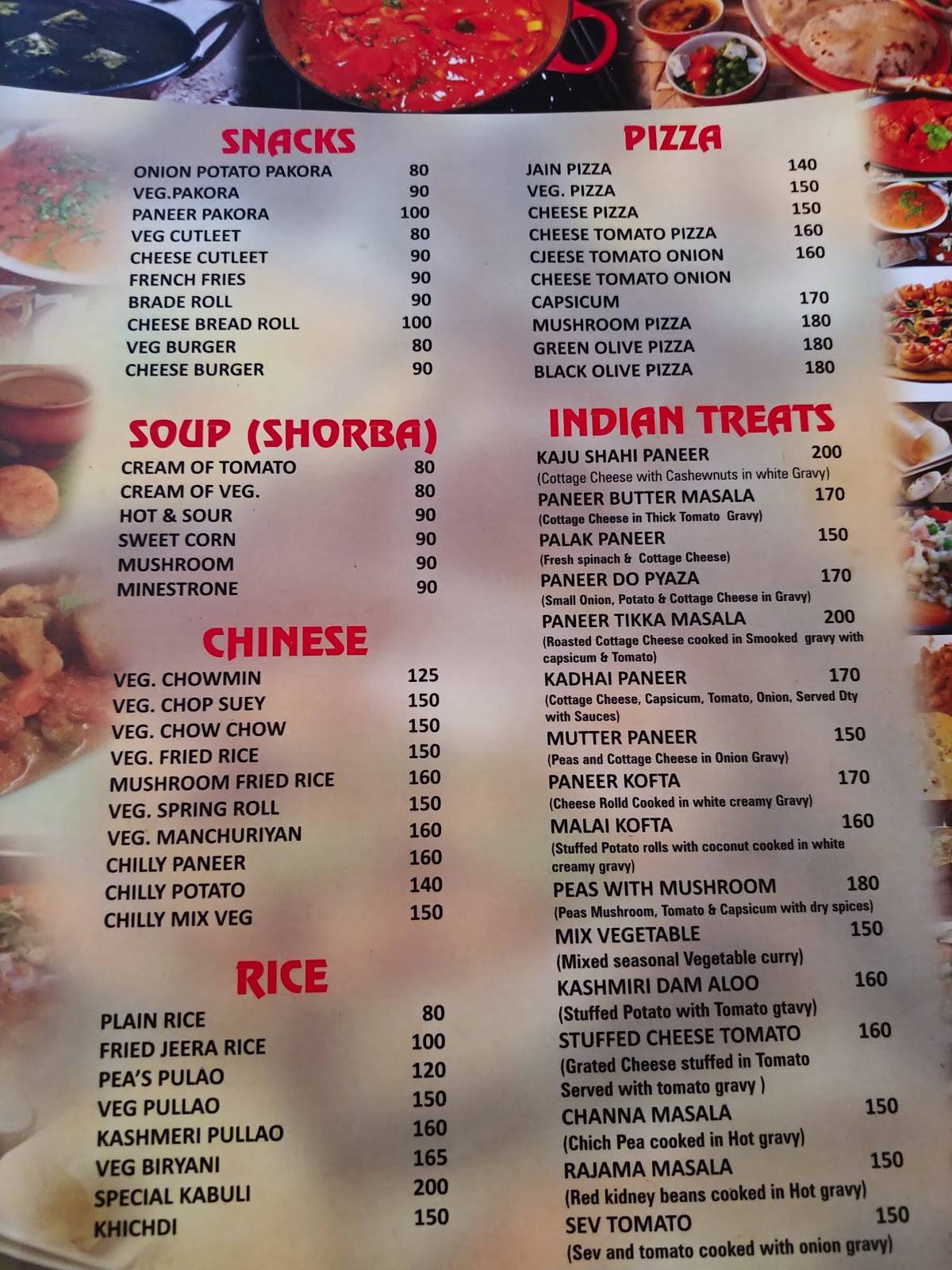 Menu at Pakwan Restaurant Jaisalmer, Jaisalmer, fort parking