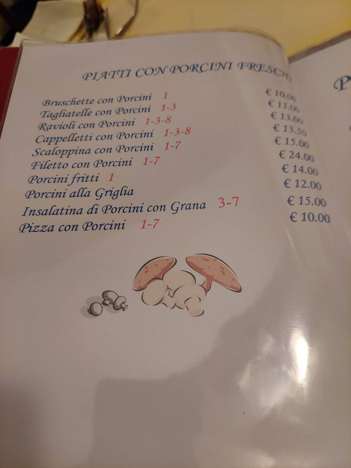 Menu da La Contessa ristorante, Santa Sofia