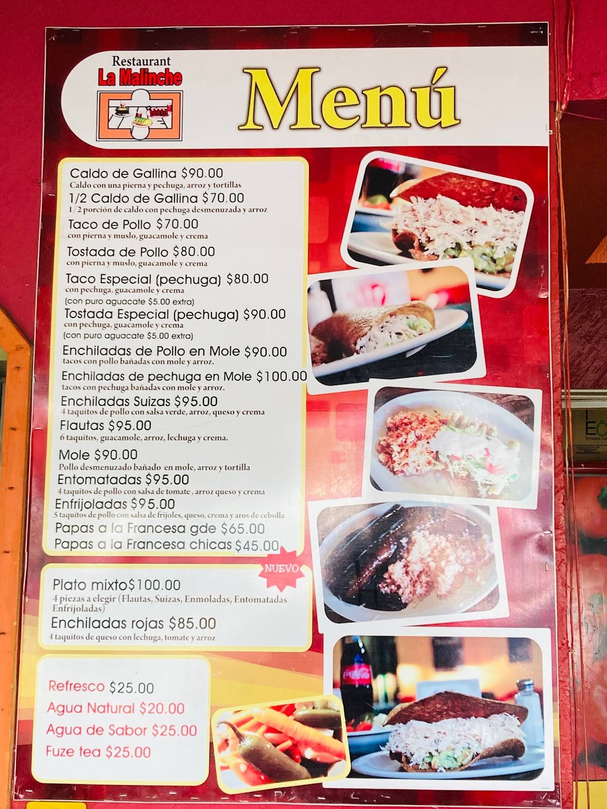 Carta del restaurante La Malinche, Saltillo, Blvd. Pedro Figueroa 702 -1