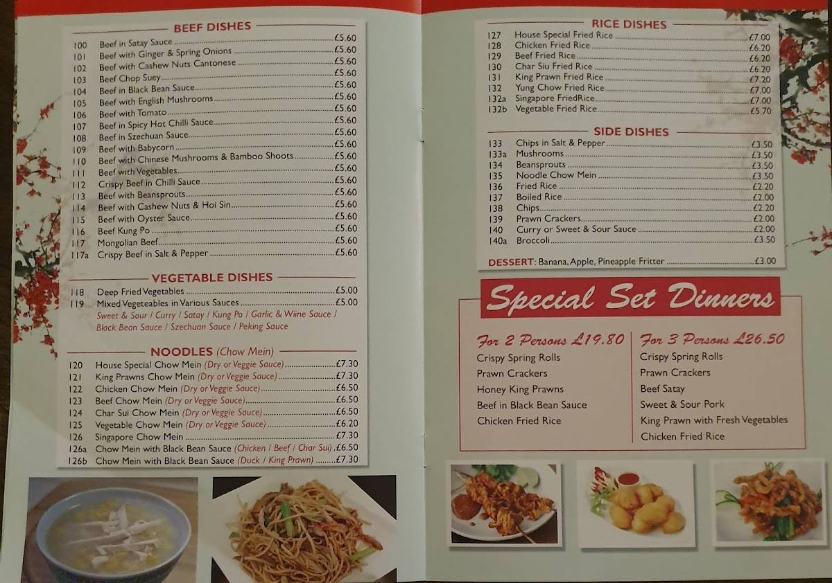 Menu at Mandarin Garden restaurant, Peebles