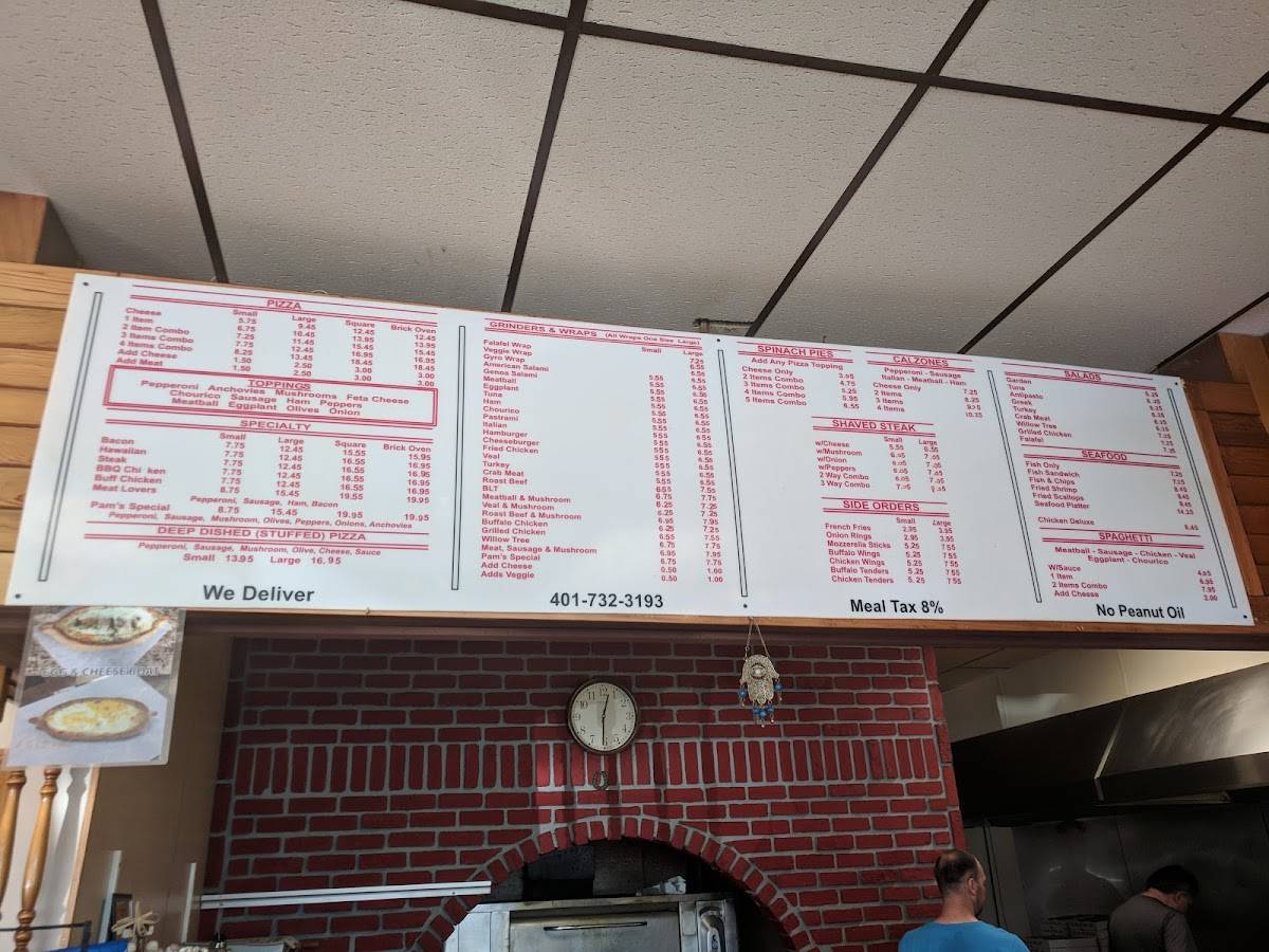 Menu at Pam's Pizza pizzeria, Warwick