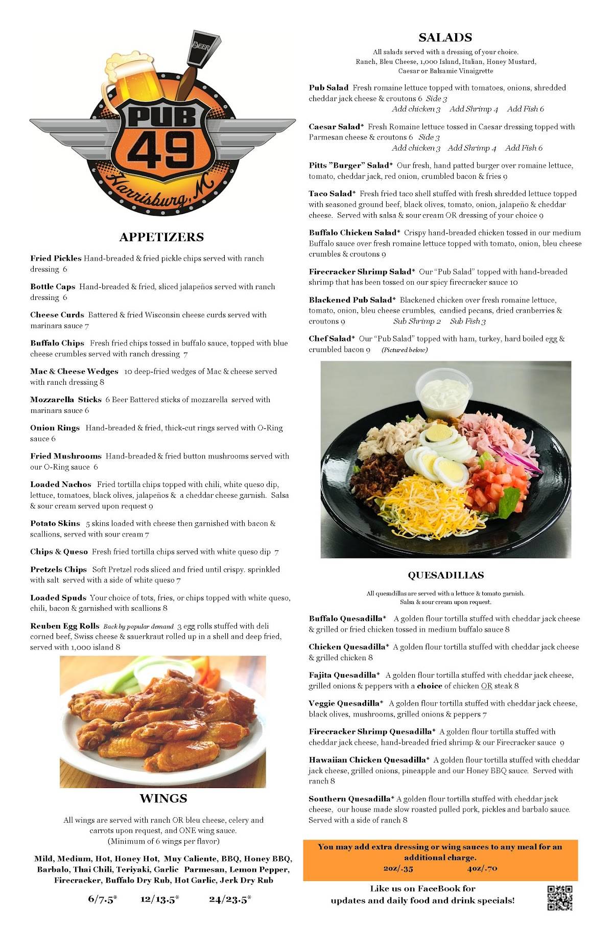 Menu at Pub 49, Harrisburg, State Hwy 49