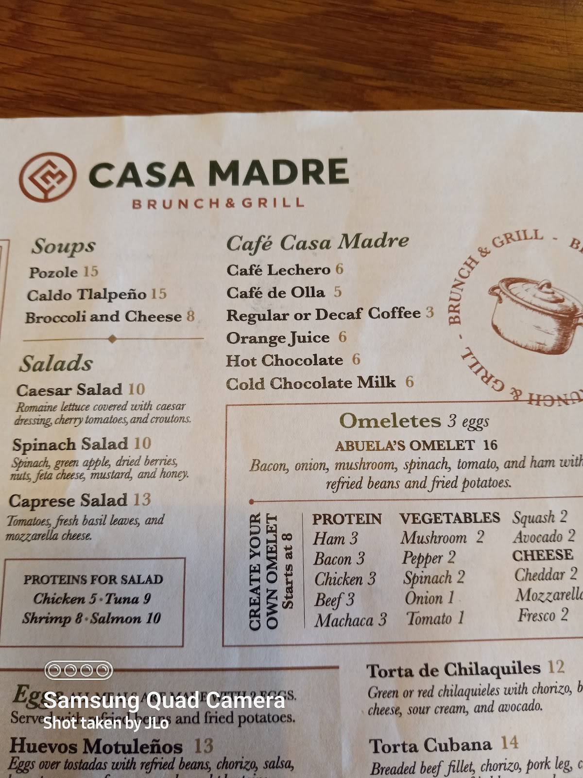 Menu at Casa Madre Brunch & Grill restaurant, McAllen