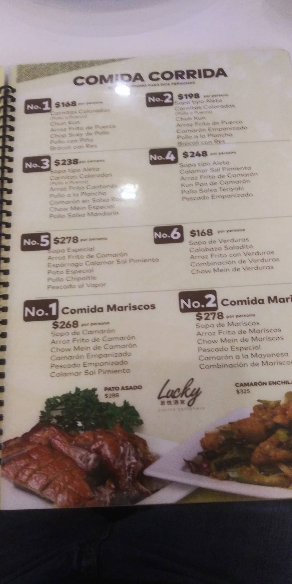 Carta de Restaurant LUCKY, Mexicali, Blvd. Lázaro Cárdenas 1153