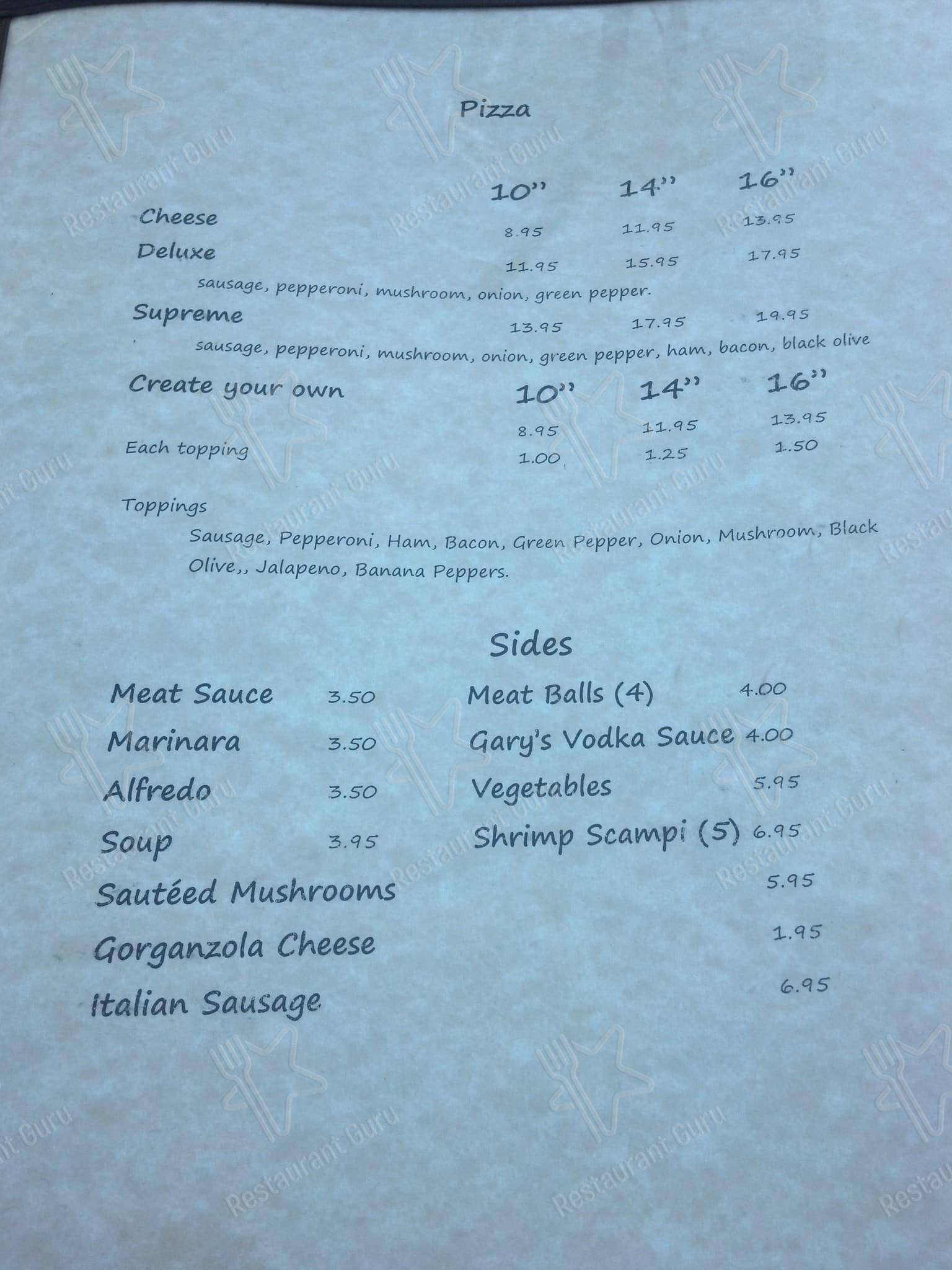 Menu at La Trattoria Italian Restaurant, Greenwood