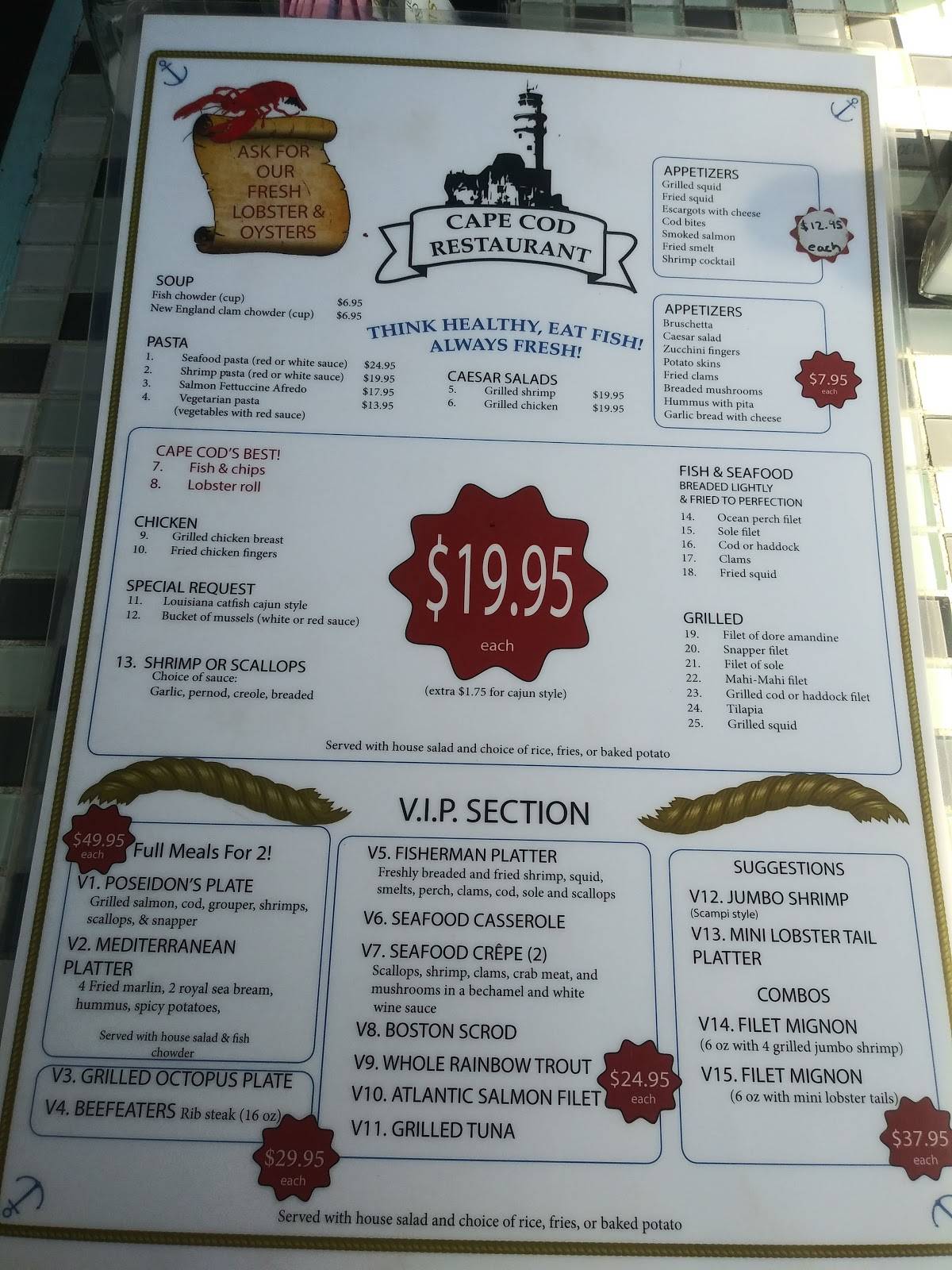 Menu at Restaurant Cape Cod, Sainte-Anne-de-Bellevue