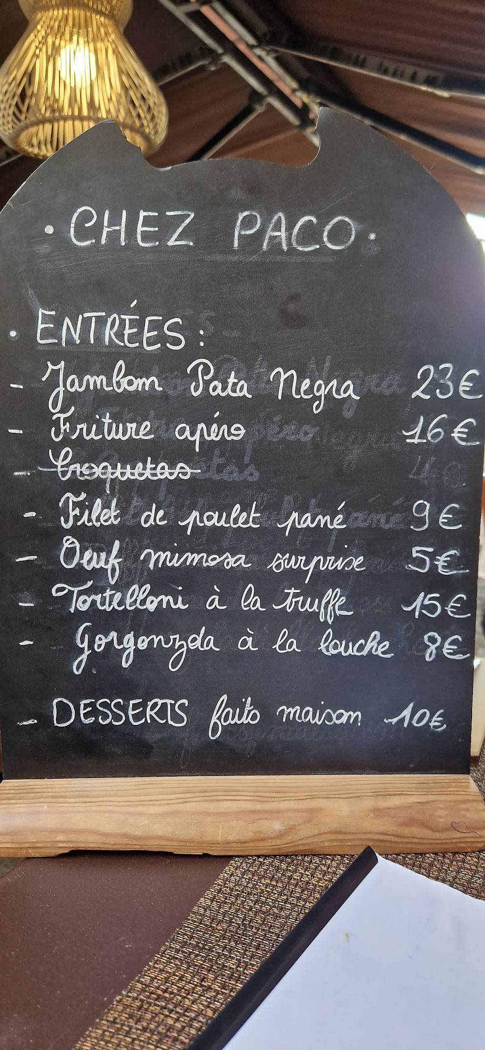 Menu au Restaurant Chez Paco, L'Île-Rousse, 18 Rue Napoléon