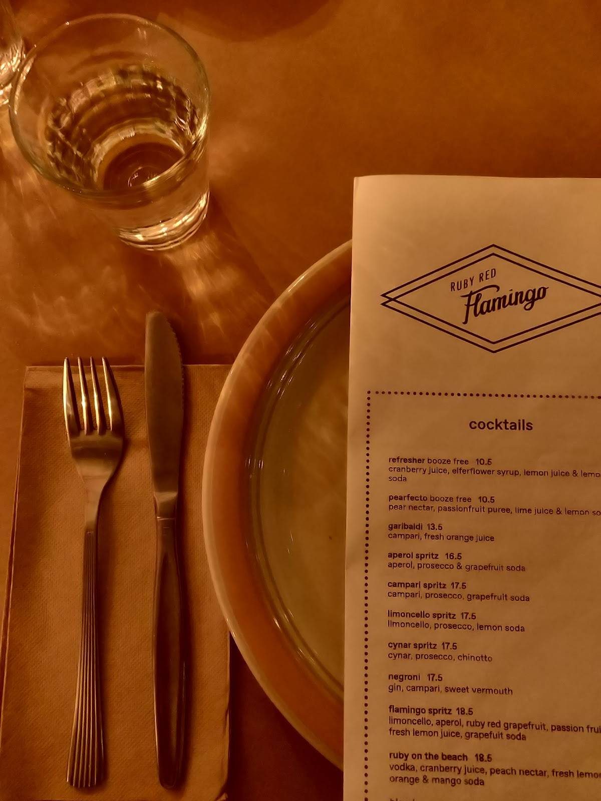 Menu at Ruby Red Flamingo restaurant, North Adelaide