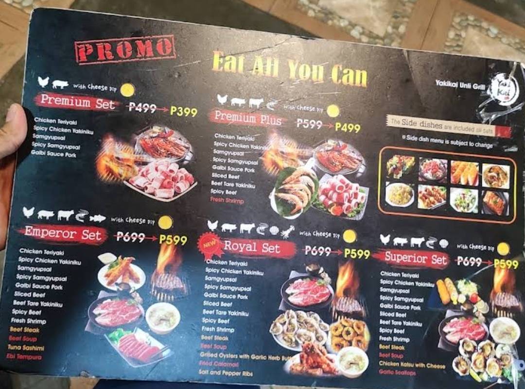 Menu at Yakikai Unli Grill restaurant, Quezon City