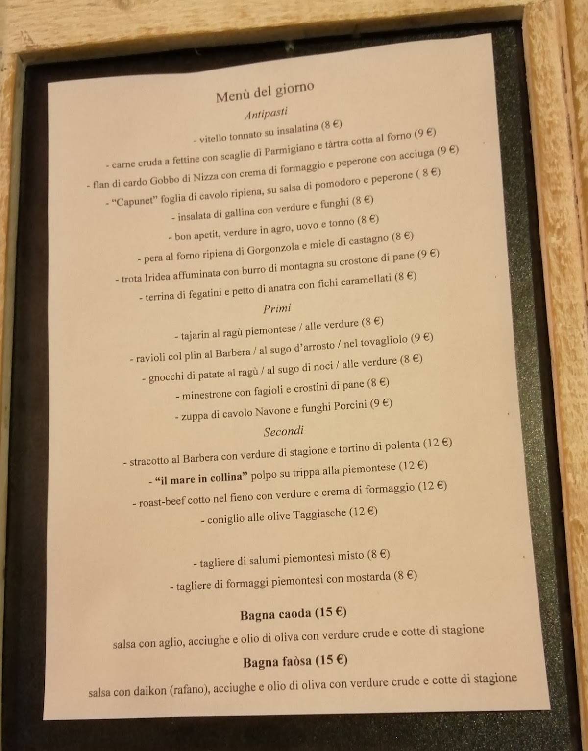 Menu da Enoteca Caffè Roma ristorante, Costigliole d'Asti