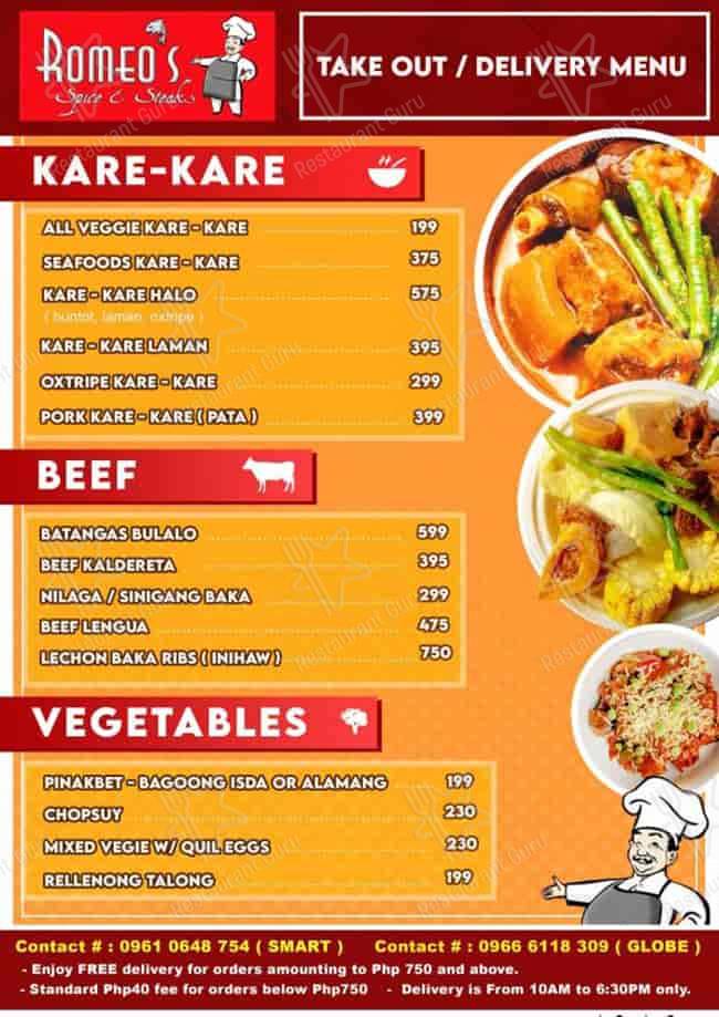 Menu at Romeo's Restaurant Robinsons Antipolo, Antipolo, L1 Al Fresco