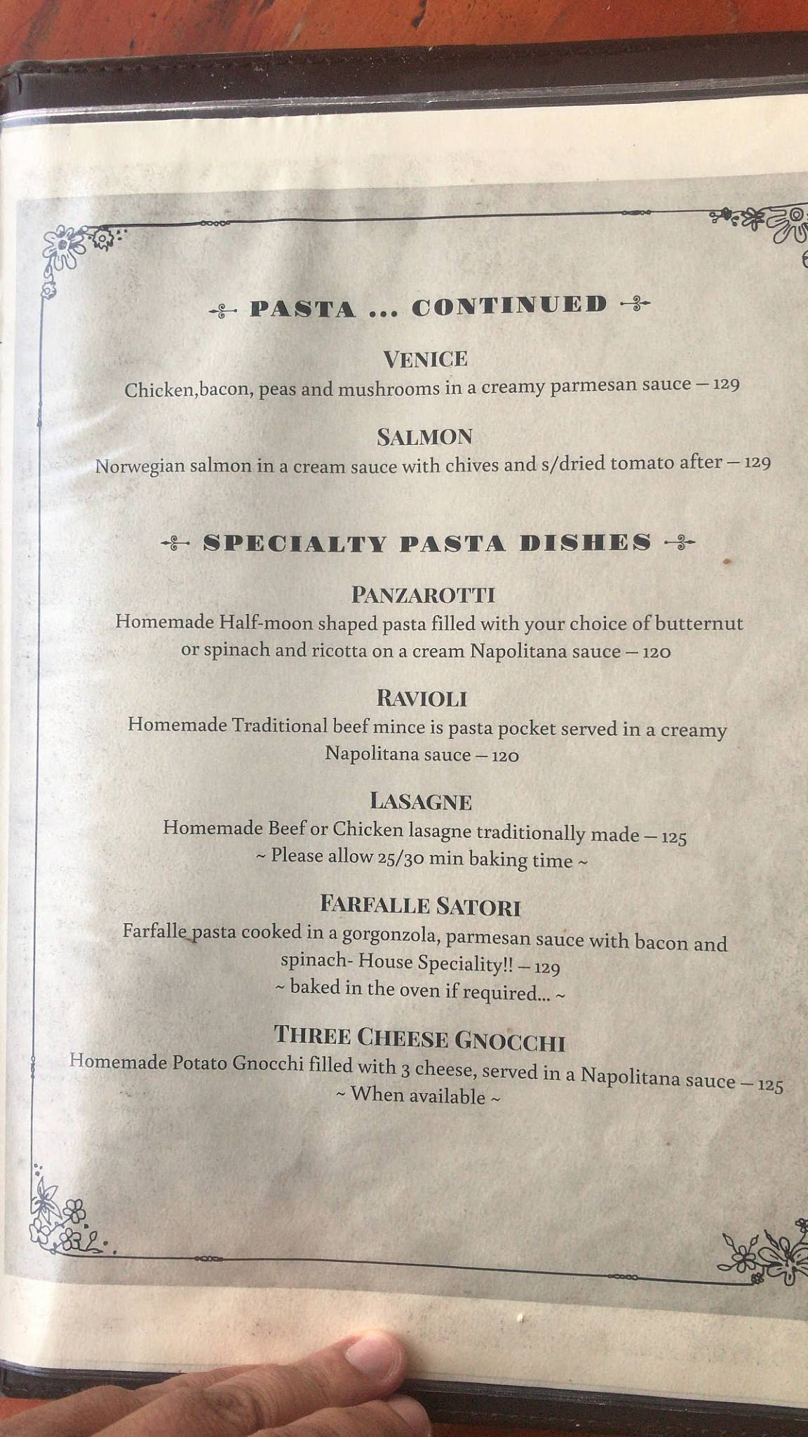 Menu at Satori Family Restaurant, Randburg, 61a 4th Ave