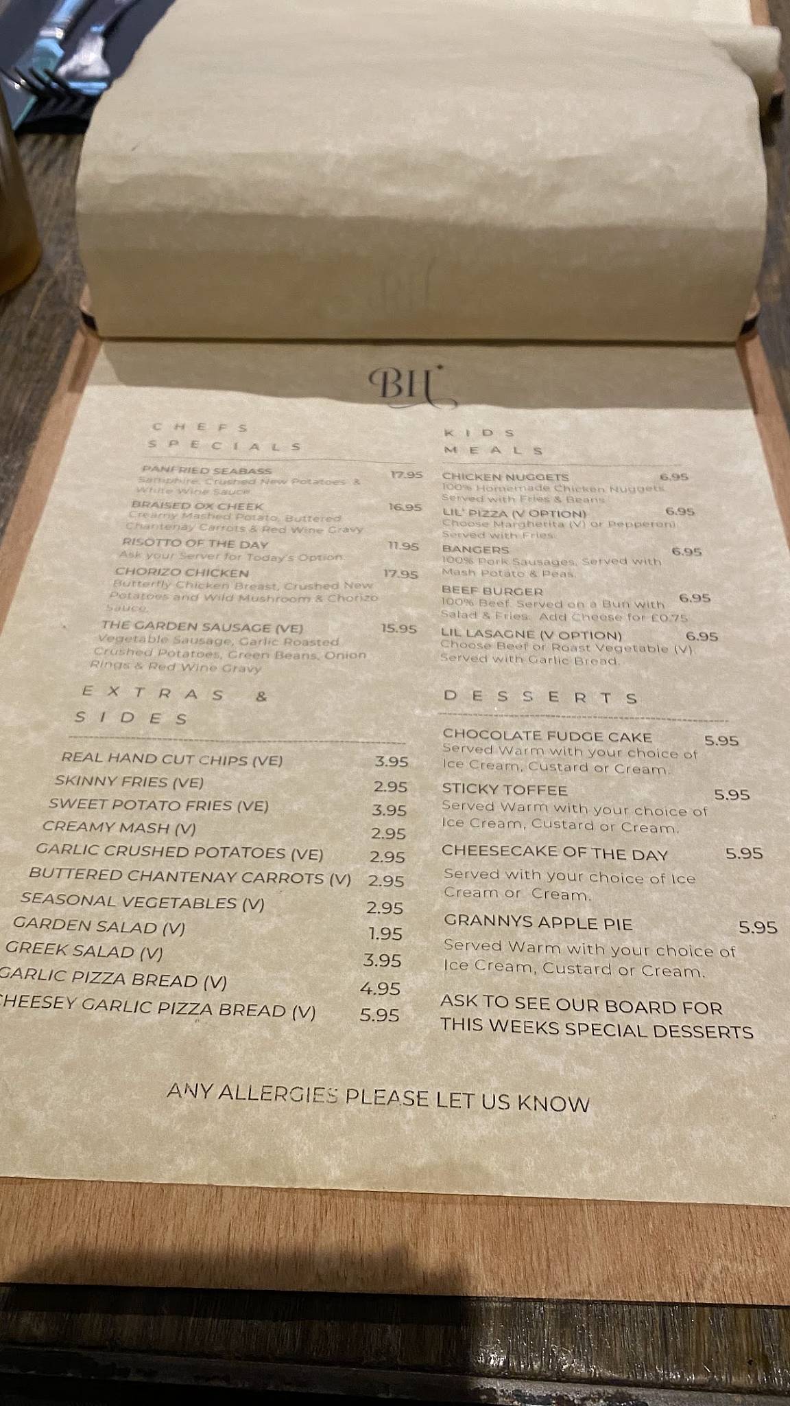 Menu at The Bridge House Hotel & Restaurant, Oakamoor