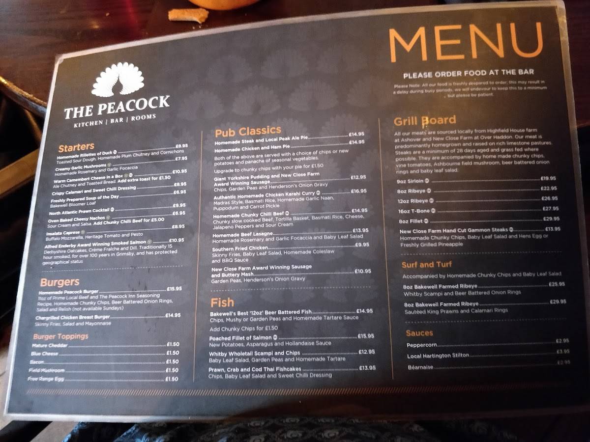 Menu at The Manners, Bakewell pub & bar, Bakewell