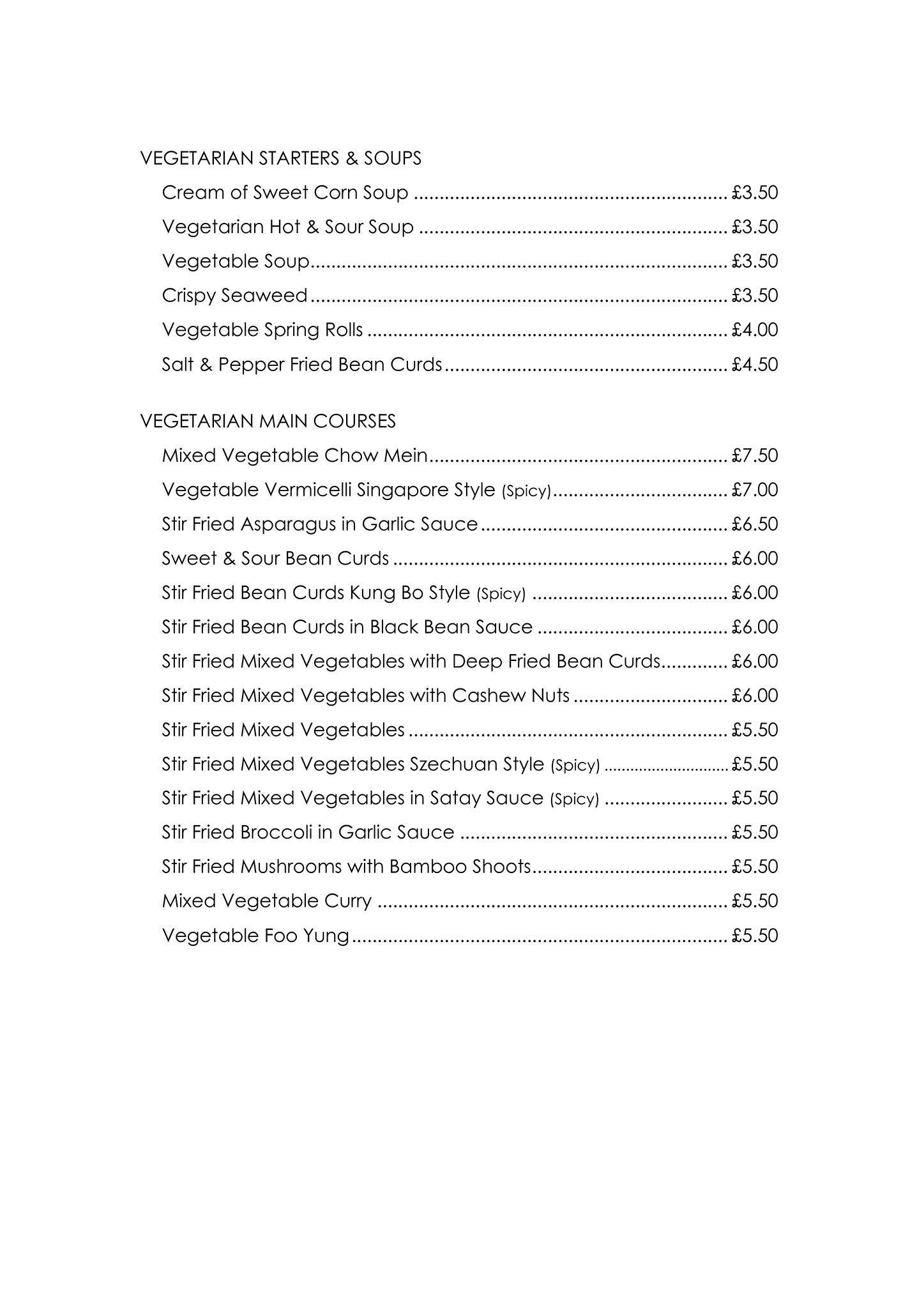 Menu at The New Great Wall restaurant, Brighouse