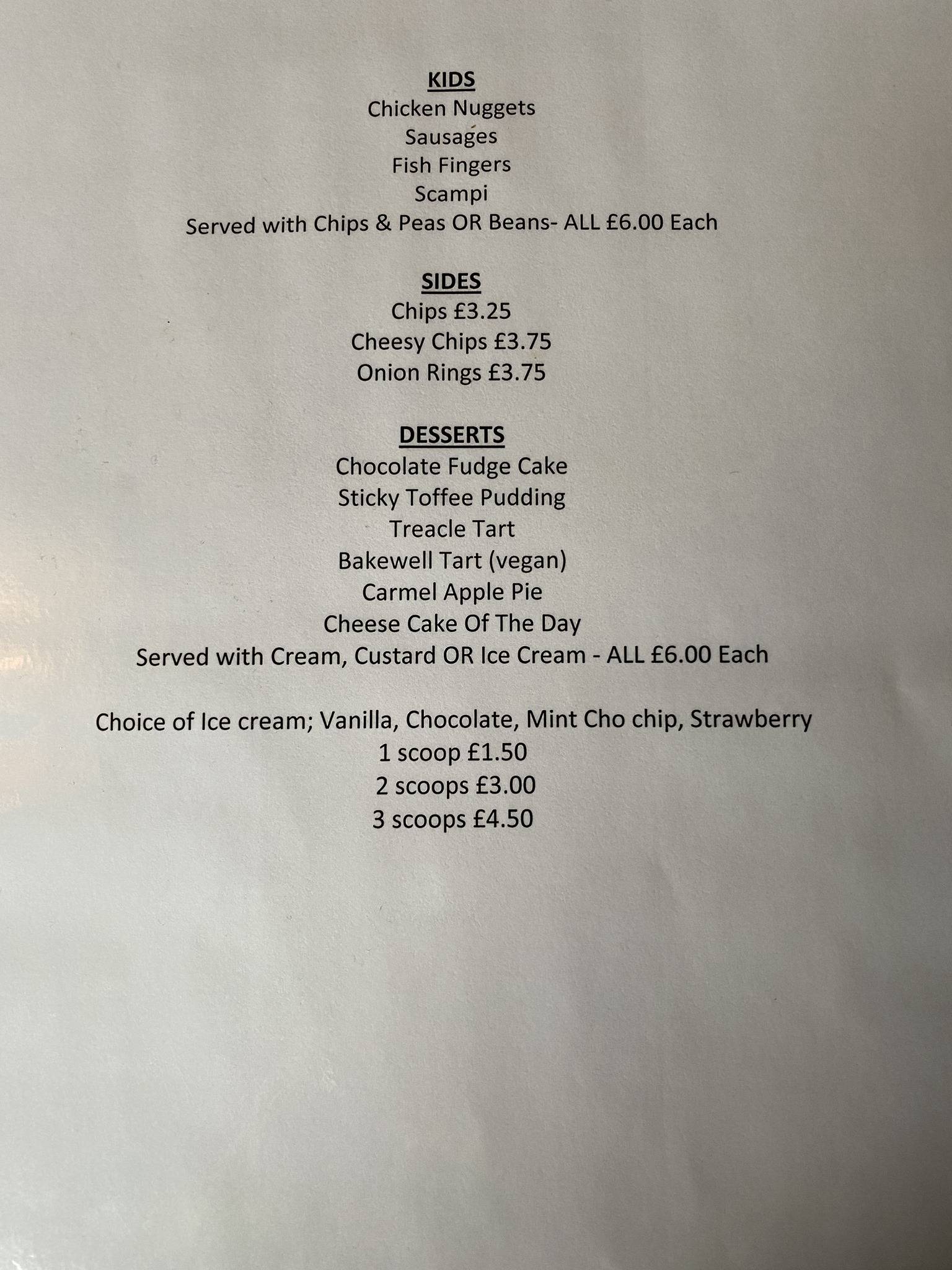 Menu at The Queen Victoria Inn pub & bar, Priddy
