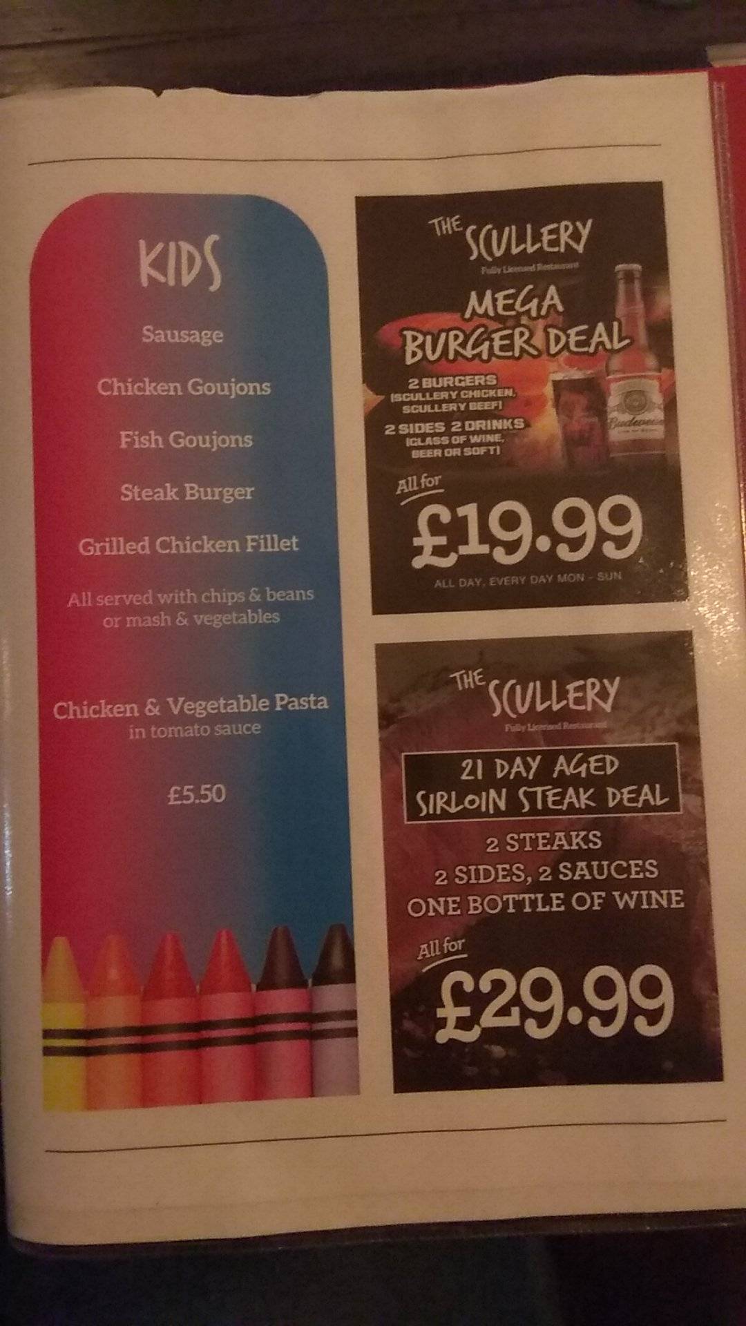 Menu at The Scullery restaurant, Richhill, 183 Portadown Rd