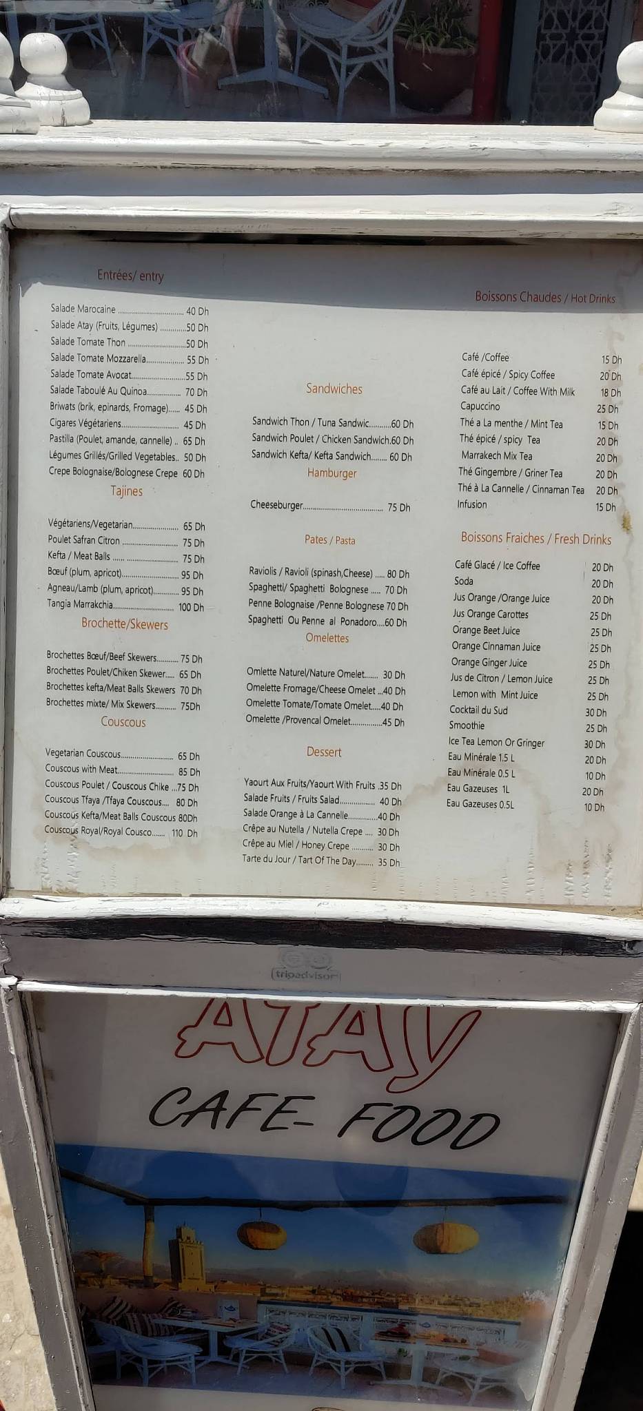 Menu au Atay Cafe, Marrakech