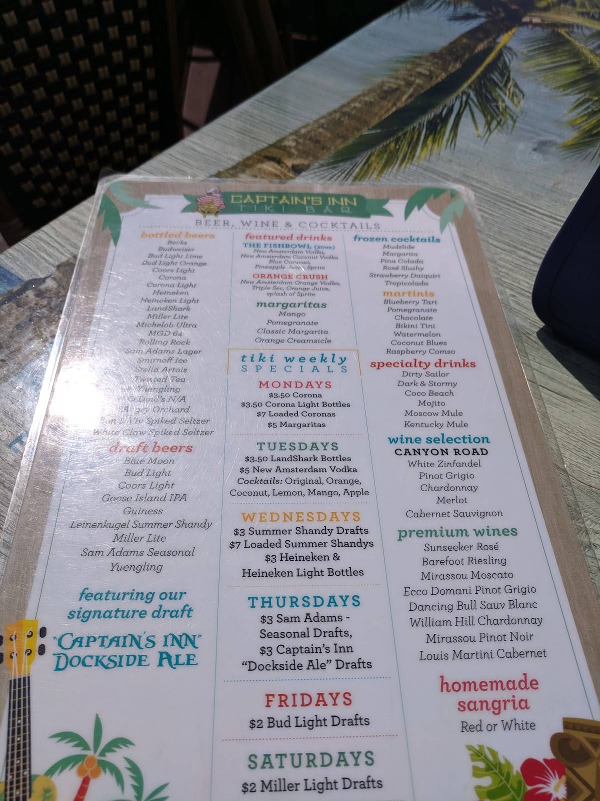 Menu at Captain's Inn pub & bar, Lacey Township