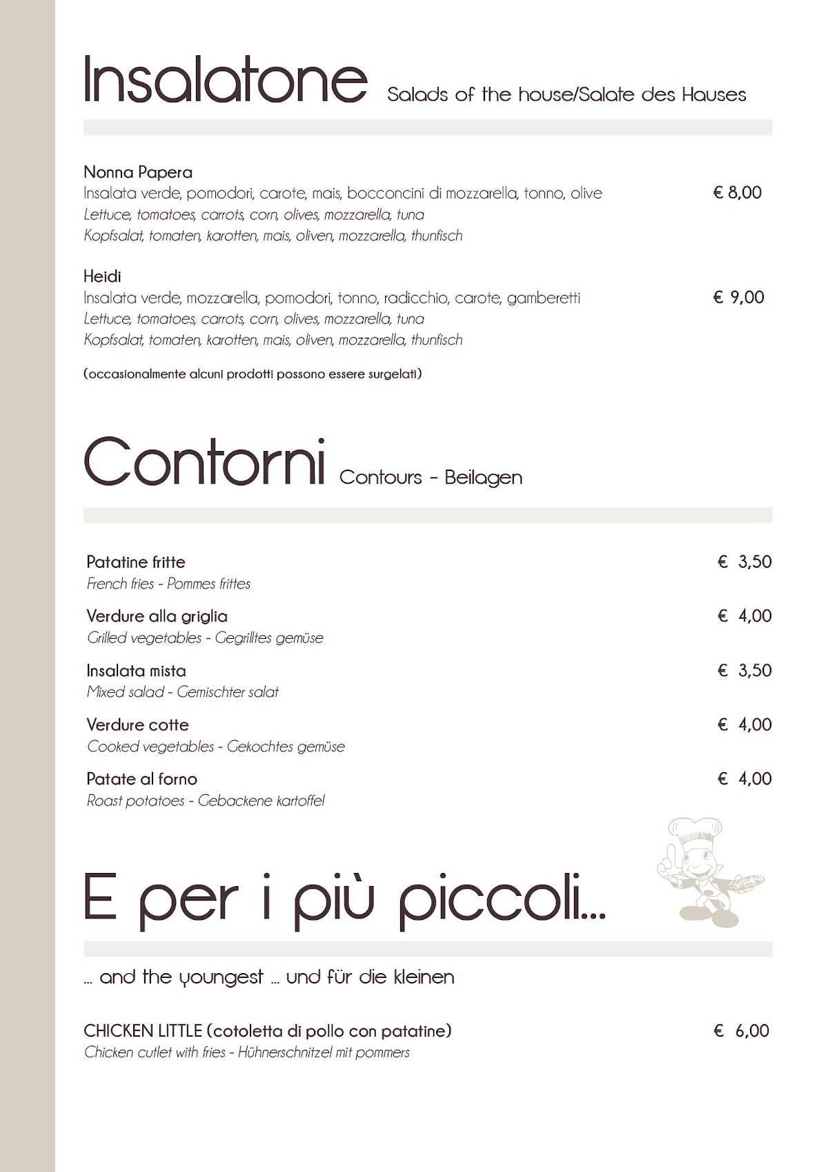 Menu da Pizzeria Ristorante Il Grillo, Castelnuovo del Garda