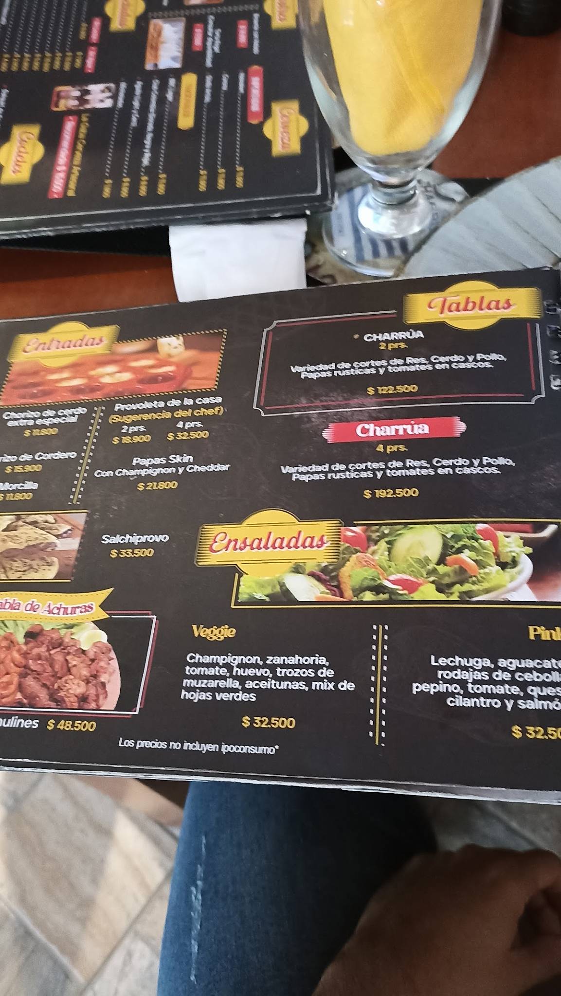 Carta de Charrua’s Parrilla, Cali, Cl. 18 #105-75