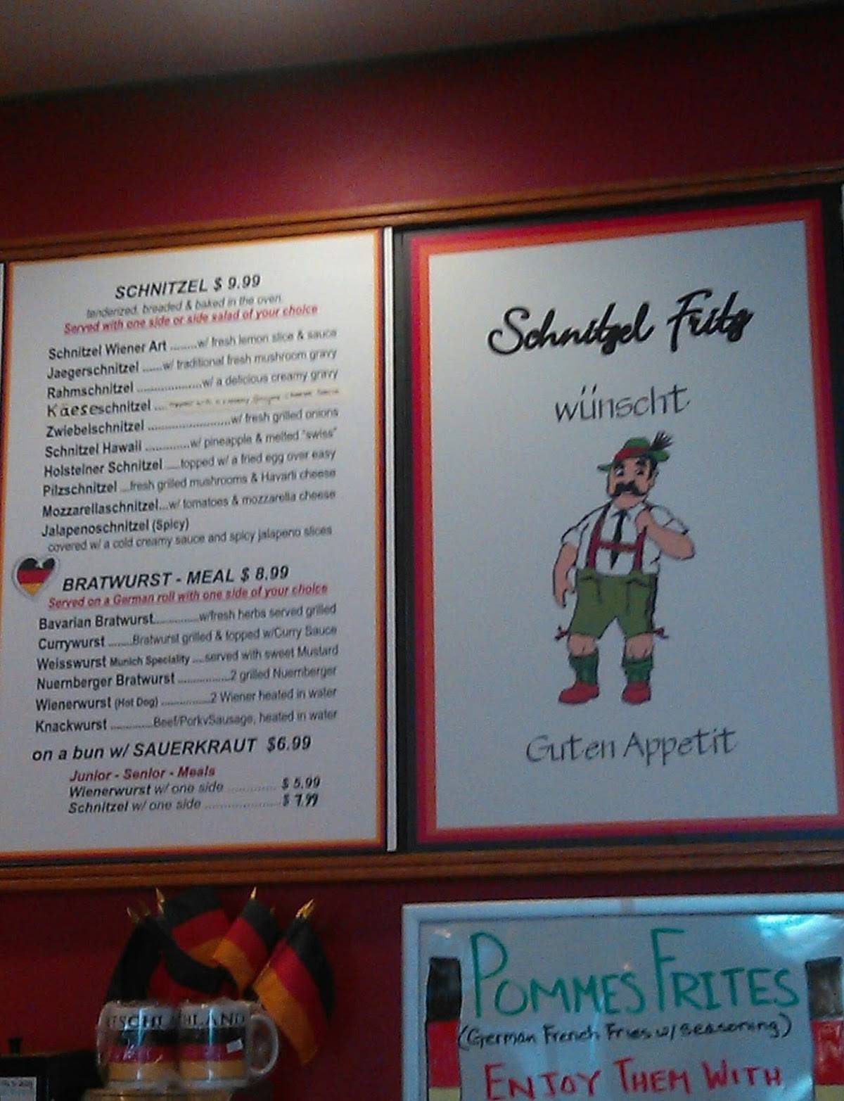 Menu at Schnitzel Fritz restaurant, Colorado Springs, Tutt Blvd